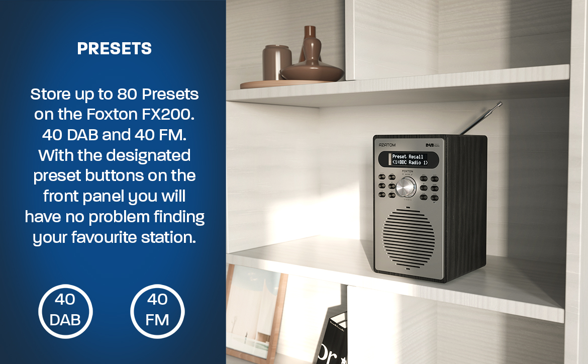 Azatom Foxton FX100 DAB, DAB+ & FM Clock Radio with USB Quick Charging | Best of British Audio ...